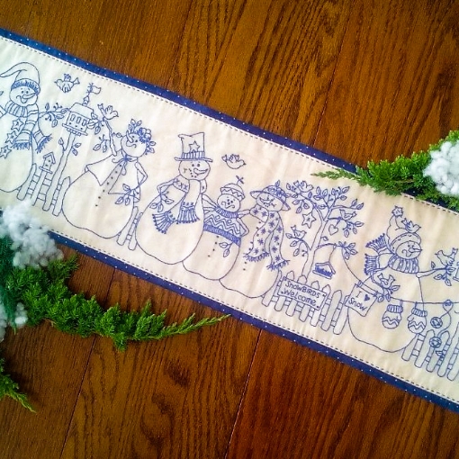 Yard of Snowmen - Hand Embroidery Complete Kit