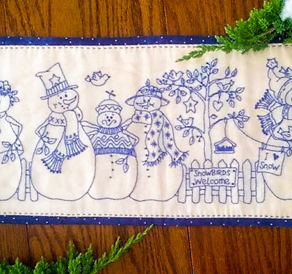 Yard of Snowmen - Hand Embroidery Complete Kit