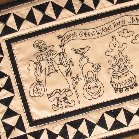 Witches Hooray Table Runner - Machine Embroidery Pattern - Shipped