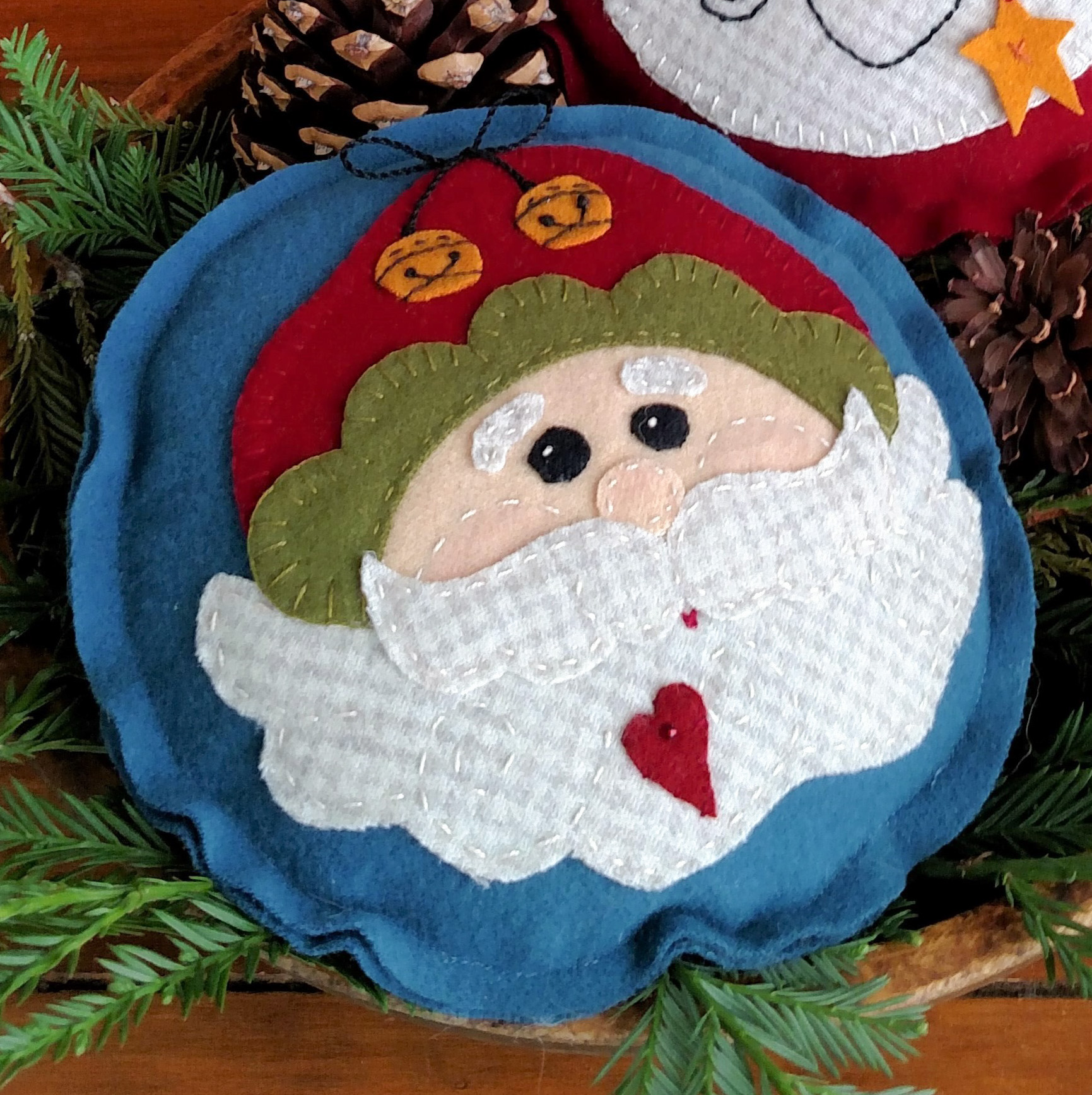 Santa & Snowman Pin Cushion - Wool Applique Kit
