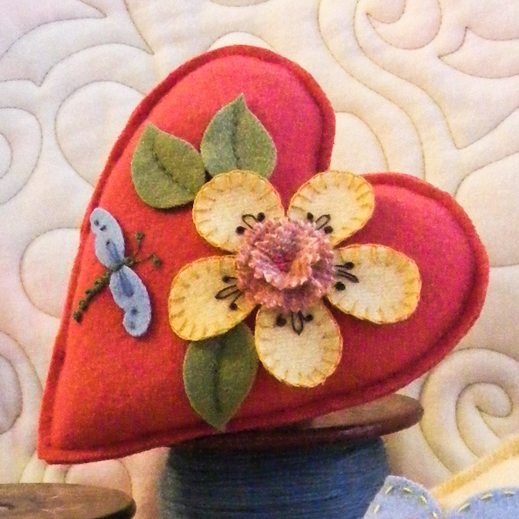 Big Flower Pin Cushion - Wool Applique Complete Kit