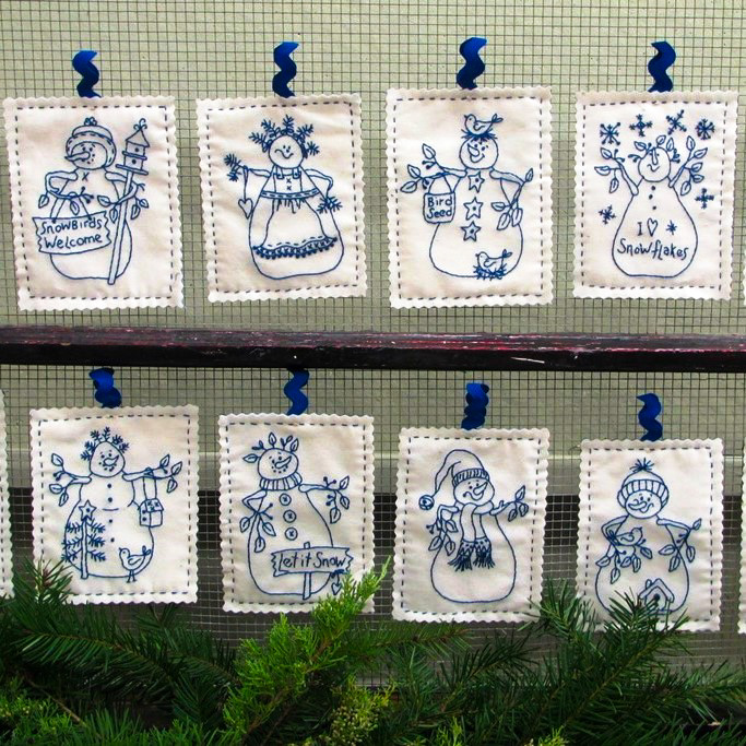 Snowmen by the Dozen - Hand Embroidery Kit