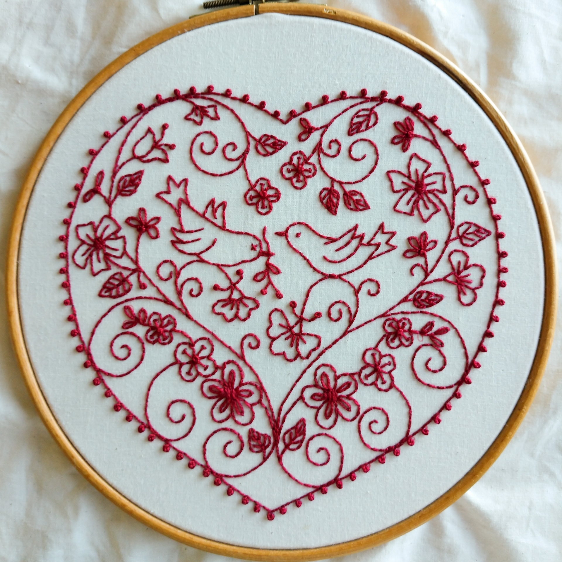 Lacy Valentine Heart Hand Embroidery Kit