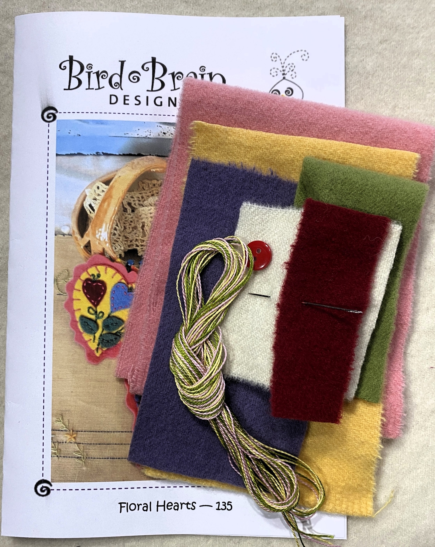 Floral Hearts - Wool Applique Complete Kit