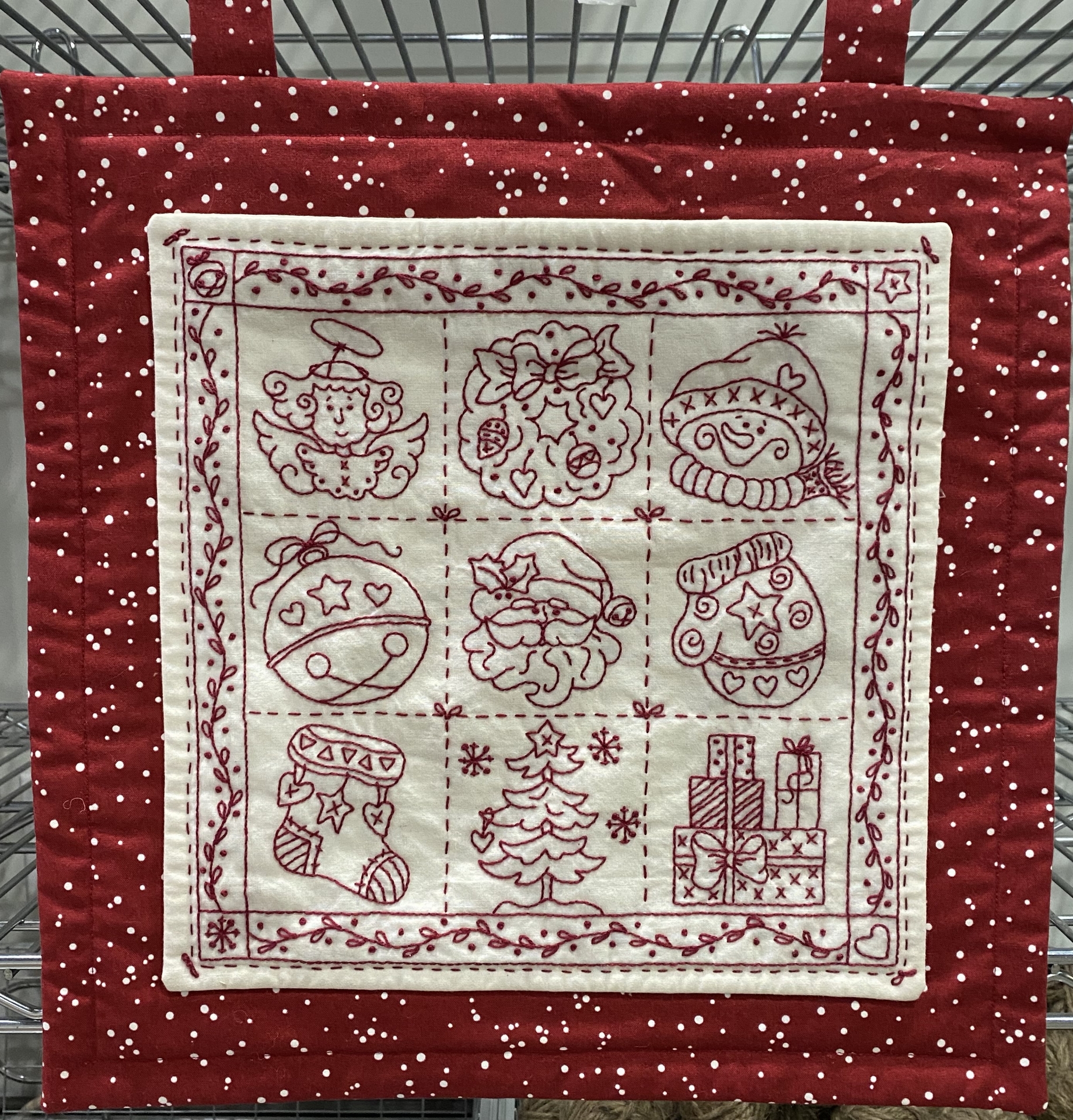 Holiday Nine-Patch RedWork - Hand Embroidery Kit