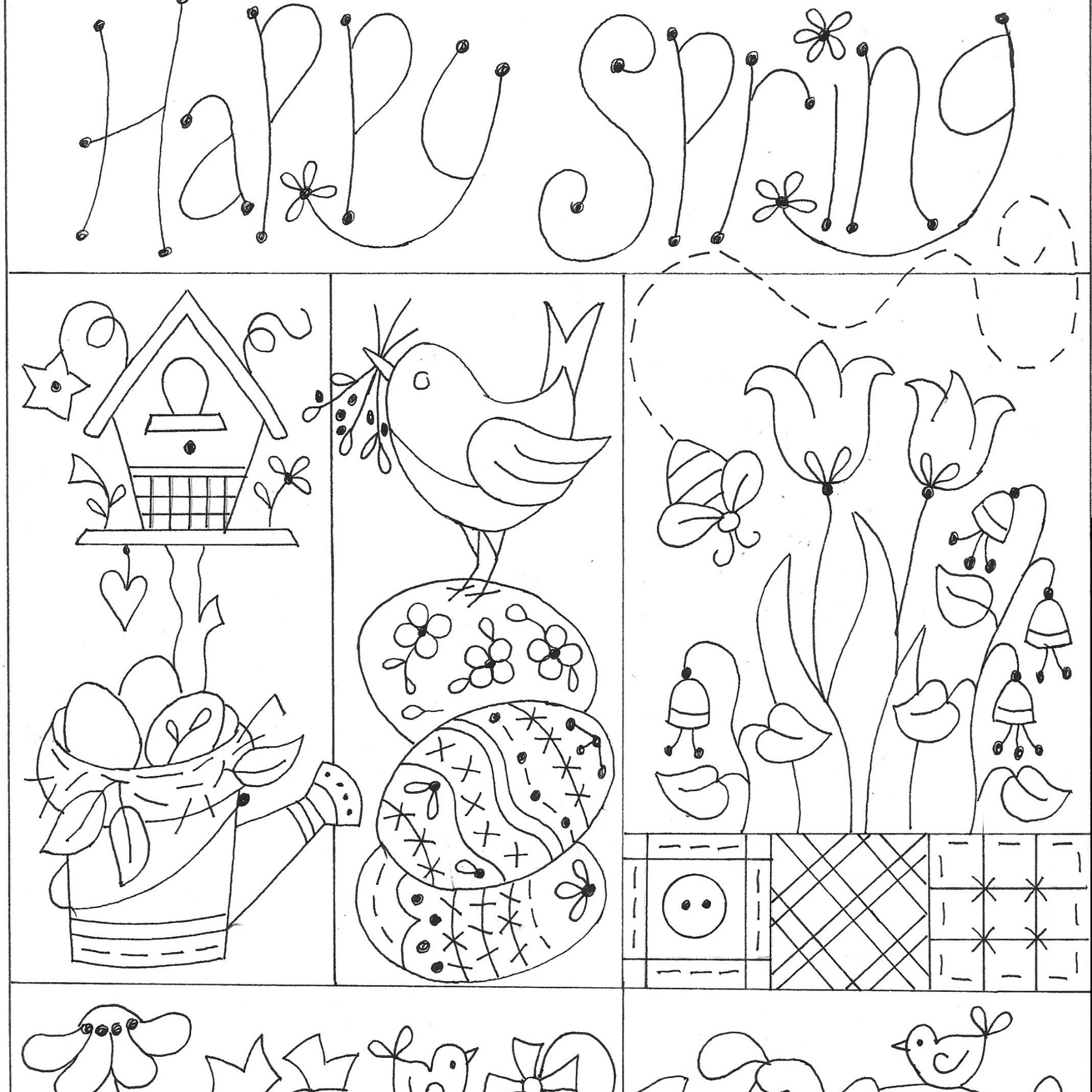 Happy Spring - Hand Embroidery Pattern - Download