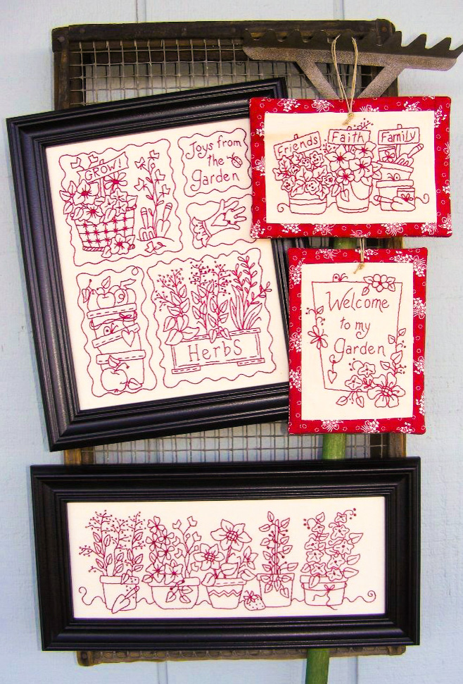 Joys from the Garden RedWork - Hand Embroidery Complete Kit