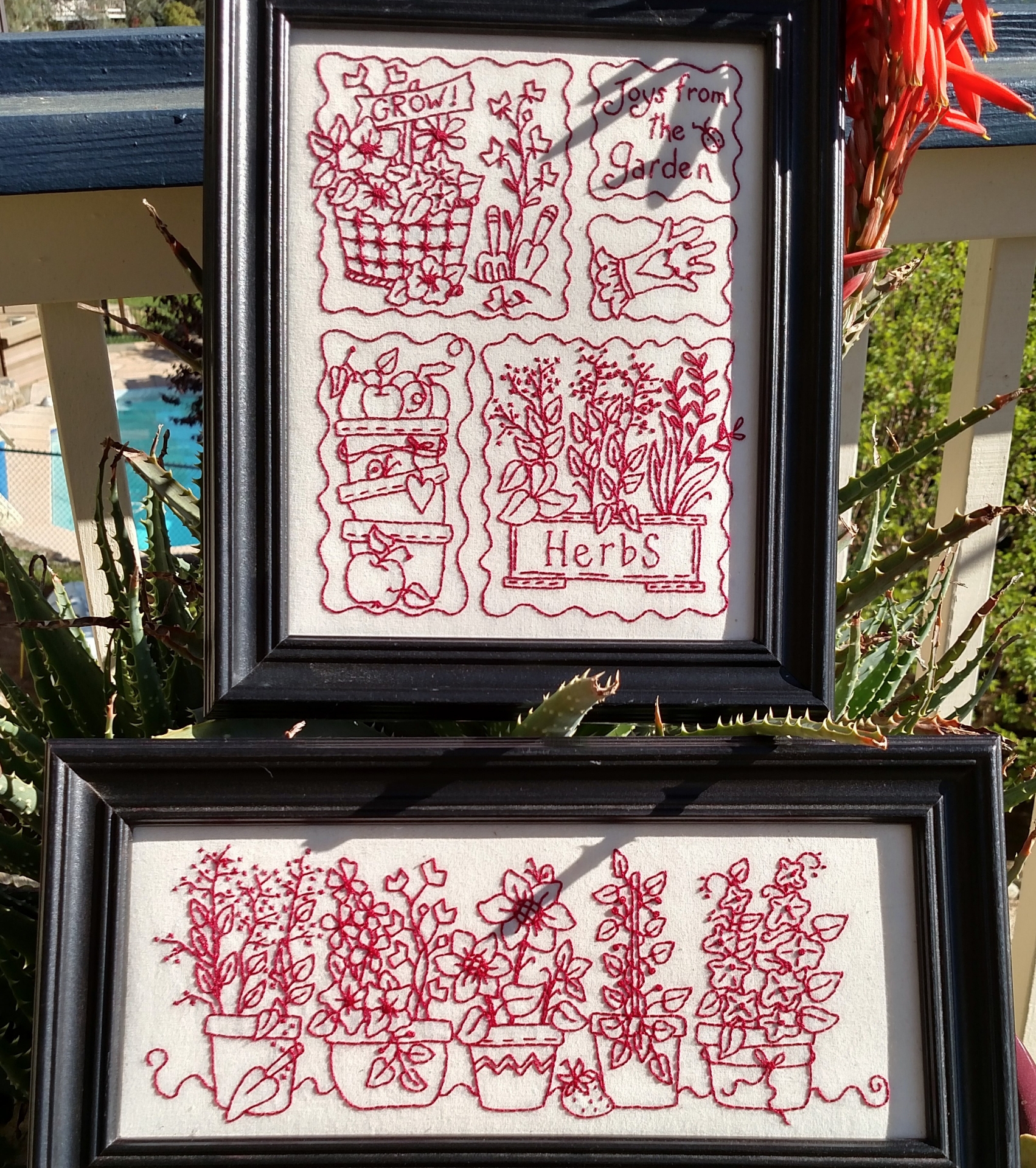 Joys from the Garden RedWork - Hand Embroidery Complete Kit
