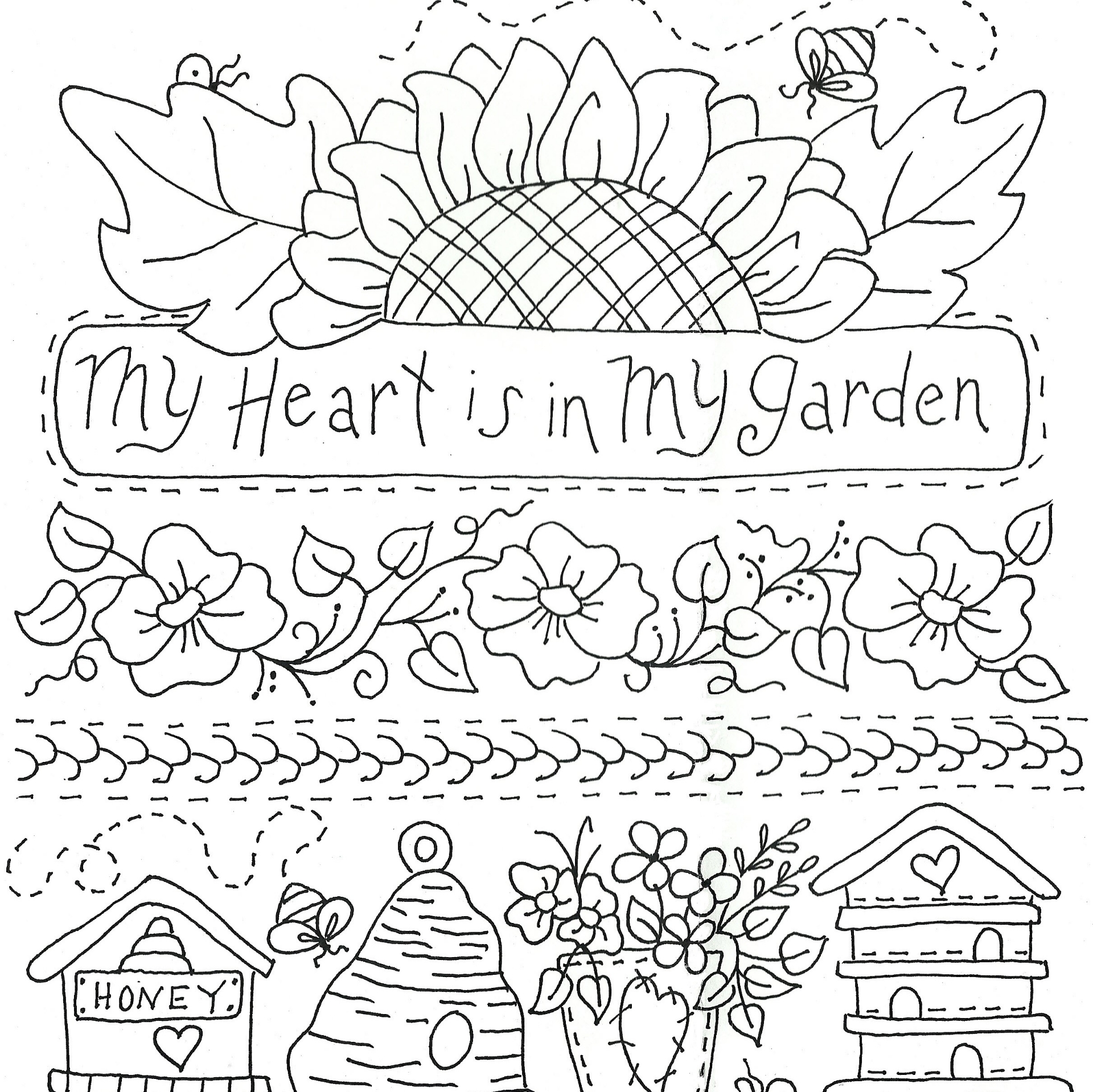 Garden Sampler GreenWork - Hand Embroidery Pattern - Download