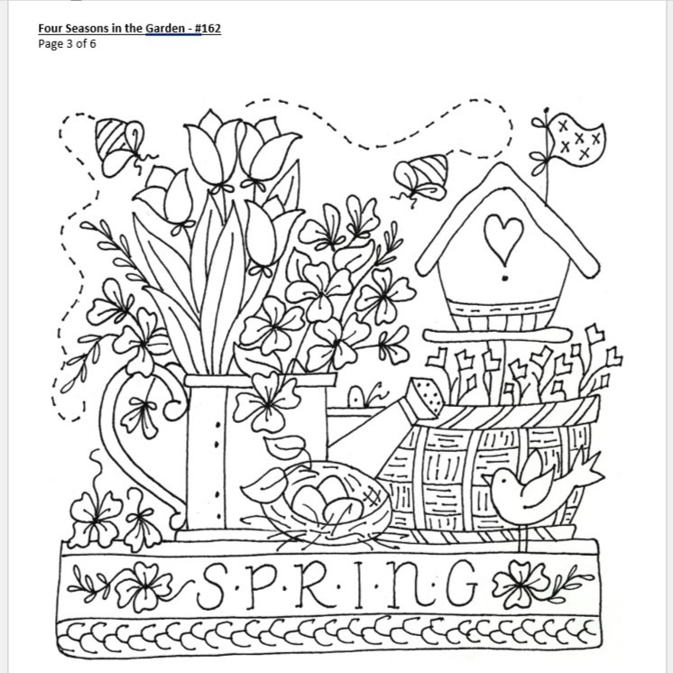 Four Seasons in the Garden - Hand Embroidery Pattern - Download