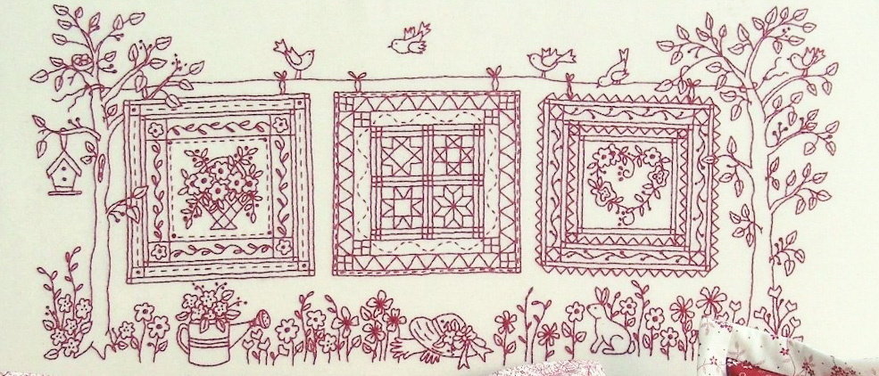 Quilts in the Garden - Hand Embroidery Pattern - Download