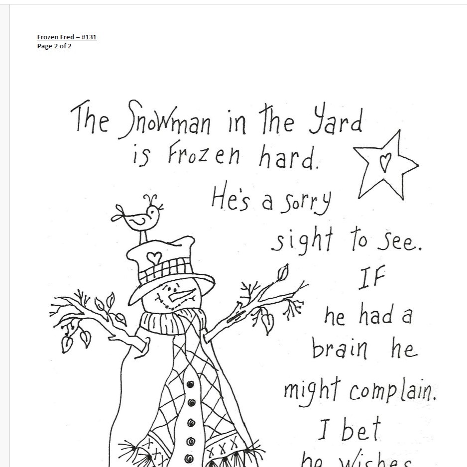 Frozen Fred - Hand Embroidery Pattern