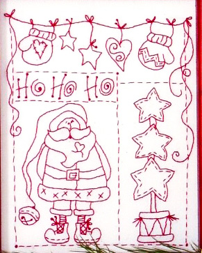Ho Ho Ho Santa Redwork - Machine Embroidery Pattern - Shipped