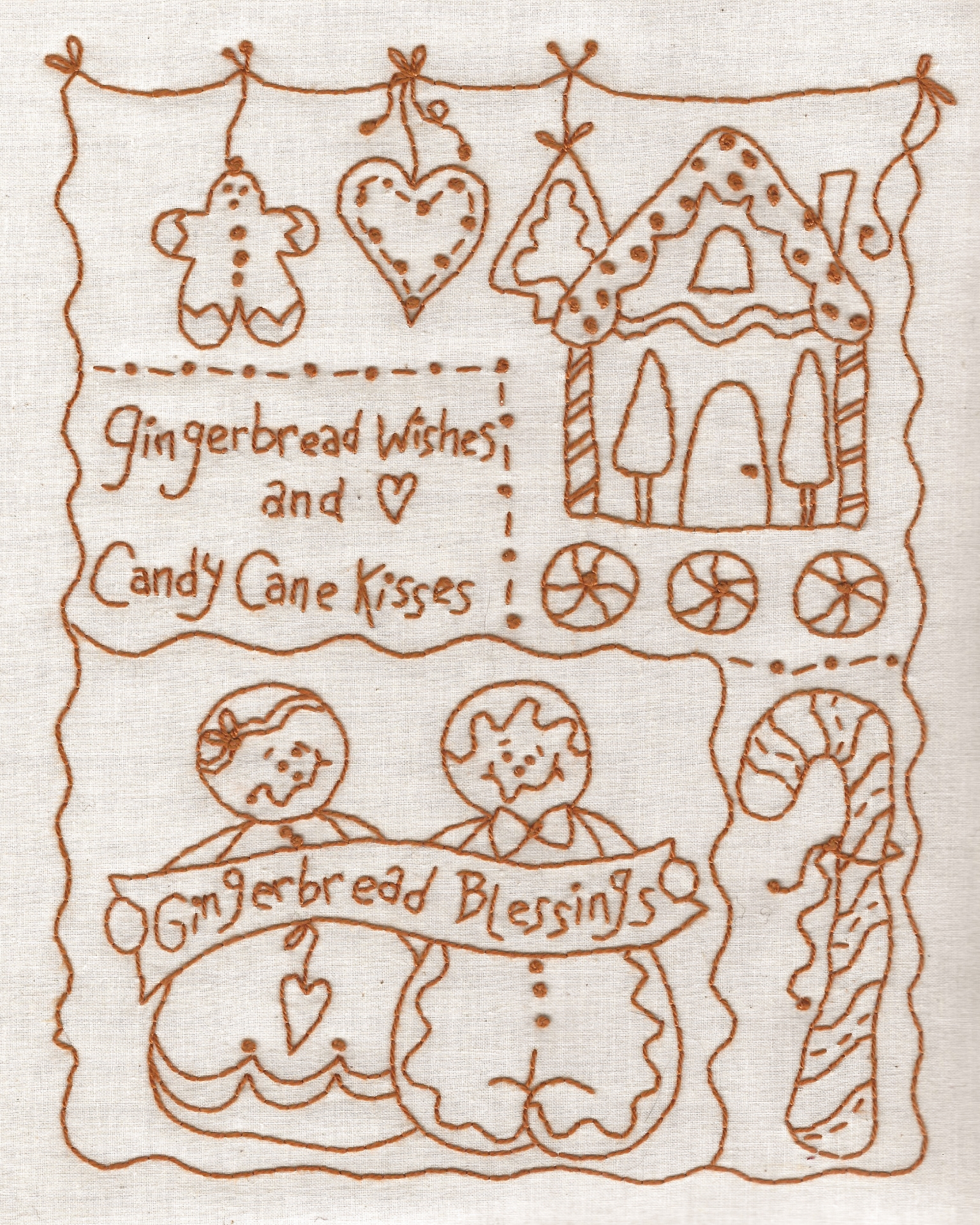 Gingerbread Blessings - Hand Embroidery Pattern - Shipped