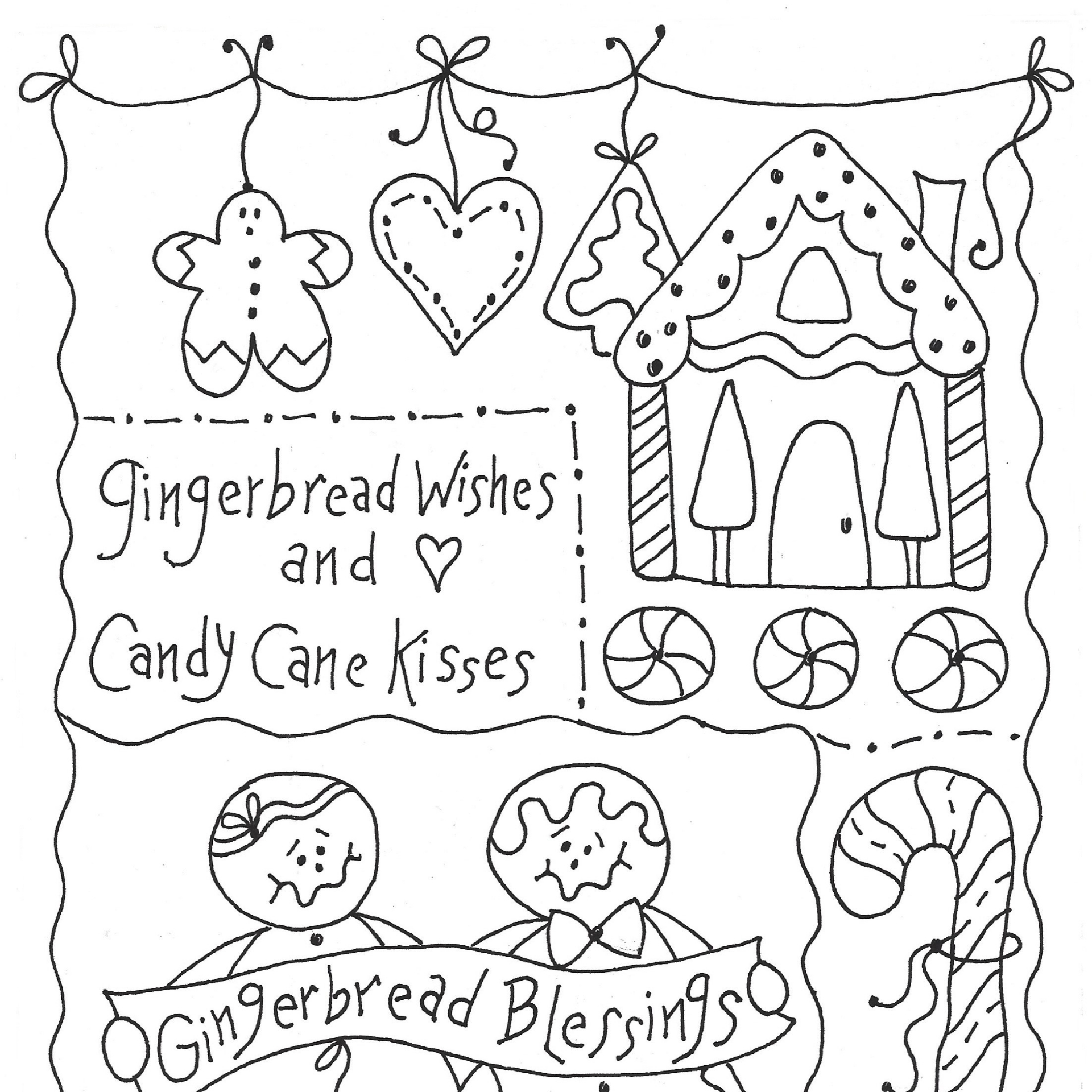 Gingerbread Blessings - Hand Embroidery Pattern - Shipped