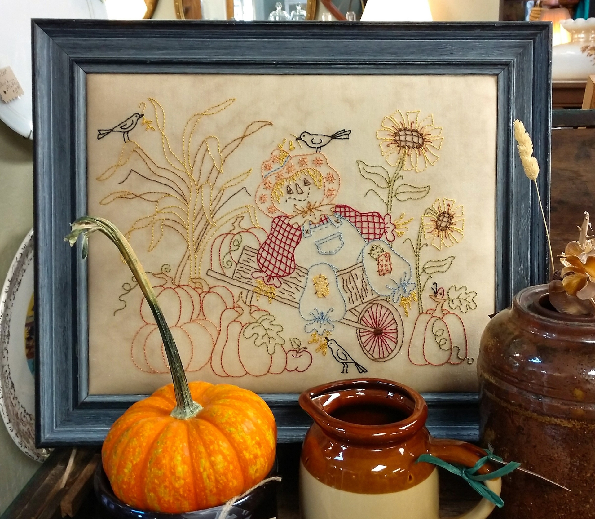 Scarecrow In Wheelbarrow - Hand Embroidery Pattern - Download