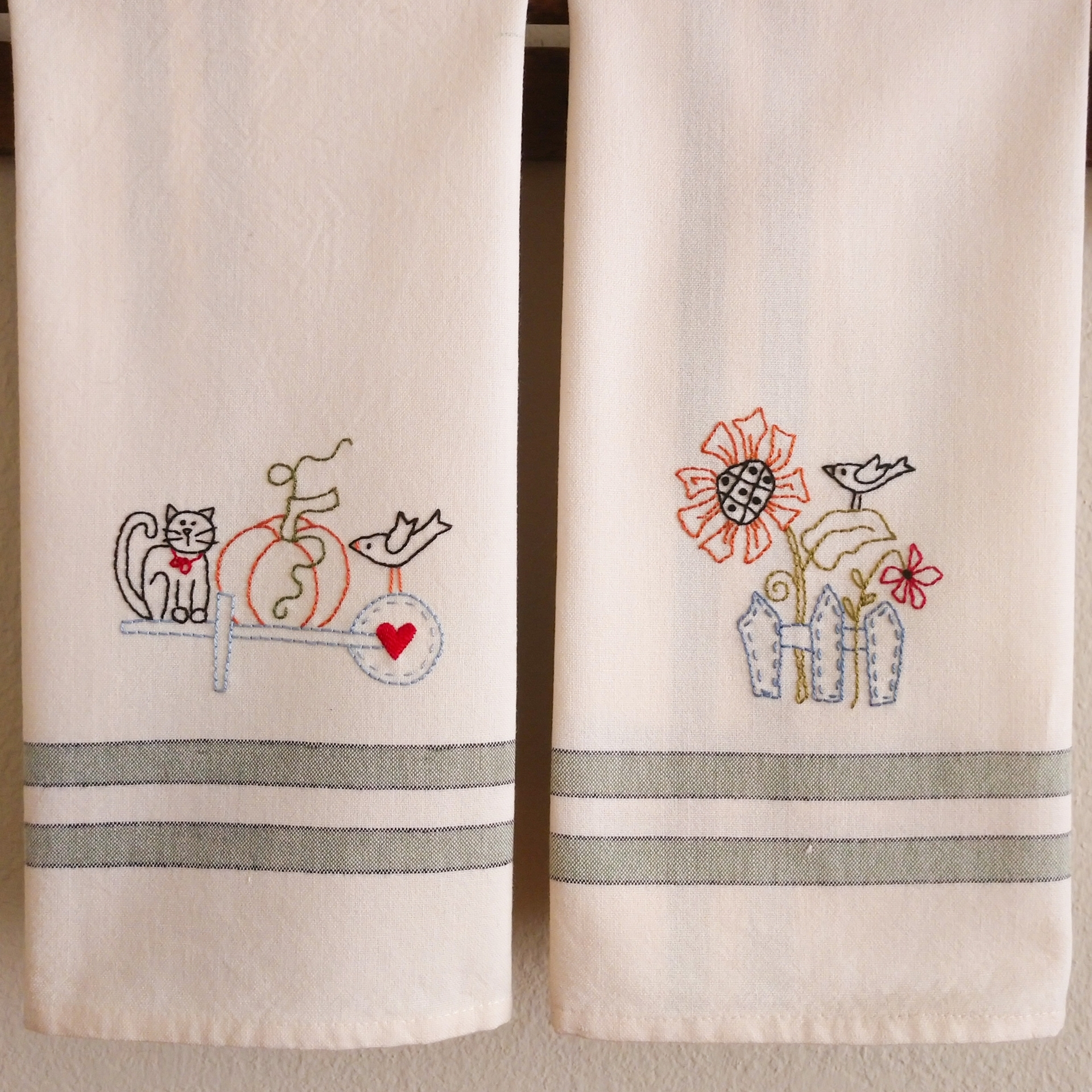 Harvest Tea Towels - Hand Embroidery Pattern - Download