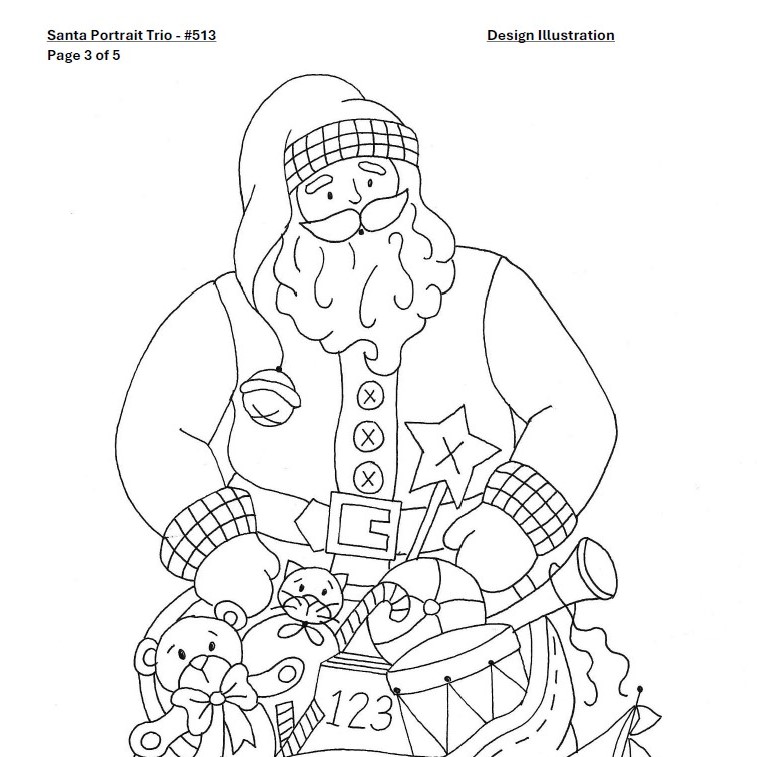 Santa Portrait Trio - Hand Embroidery Pattern - Shipped