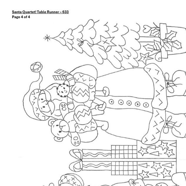 Santa Quartet Table Runner - Hand Embroidery Pattern - Shipped