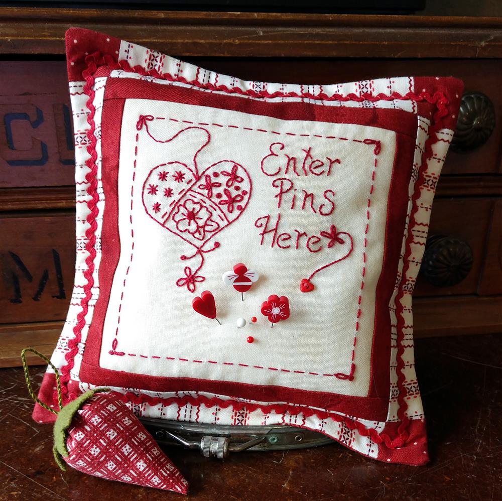 RedWork Pin Cushion Collection - Hand Embroidery Pattern - Download